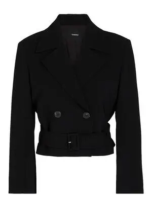 Theory Cropped Crepe Jacket - Black