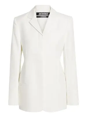 Jacquemus Caraco Belted Woven Blazer - White
