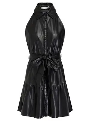 Alice + Olivia Belted Mini Shirt Dress - Black
