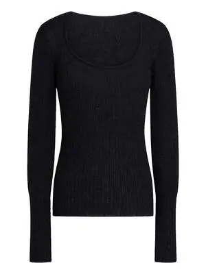 Jacquemus Dao Brushed Ribbed-knit Sweater - Black