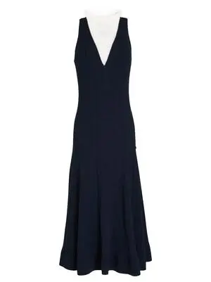 3.1 Phillip Lim Layered Waffle-knit And Ribbed Lyocell-blend Midi Dress - Navy