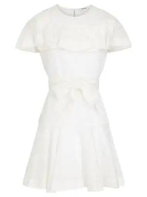 SANDRO Sandro Ruffled Belted Linen-Blend Gauze Mini Dress