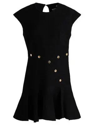 Sandro Fluted Tweed Mini Dress - Black