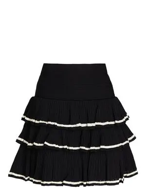 Sandro Tiered Ribbed-knit Mini Skirt - Black