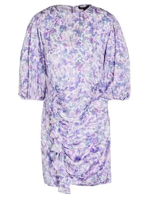 Maje Printed Satin Mini Dress - Lilac