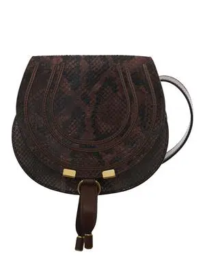Chloé Chloé Small Marcie Saddle Bag In Python-Effect Leather Brown