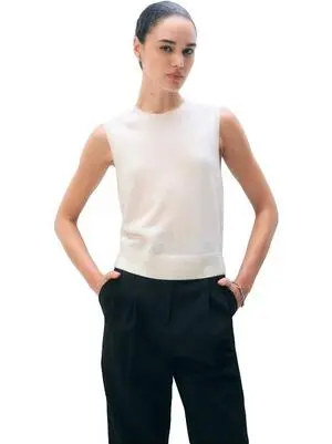 WHITE & WARREN Cashmere Shell Tank Top - White