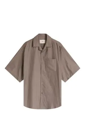 Ami Cotton Short Sleeve Boxy Shirt - Smoke Grey