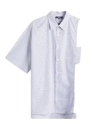 Comme Des Garçons Mix Stripe Short Sleeve Shirt - Sax/white/navy