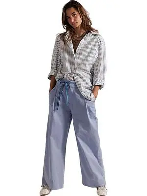 Free People Buckle Back Trousers - Celestial Blue
