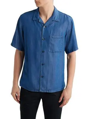 Theory Noll Short Sleeve Camp Shirt - Dark Wash