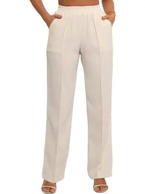 PETAL & PUP Pintuck Pleat Straight Leg Trousers - White Cream