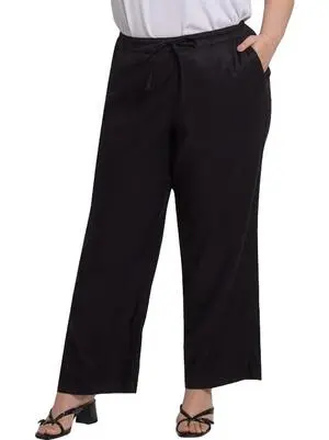 NYDJ Drawstring Relaxed Fit Linen Blend Pants - Black