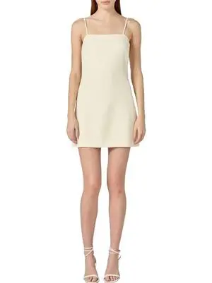 English Factory Tie Strap A-line Mini Dress - Cream