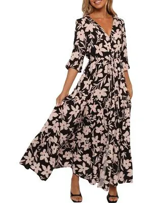 PETAL & PUP Kelda Floral Maxi Dress - Black Augusta Print