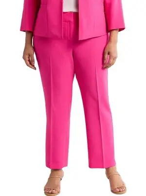 KASPER Flat Front Slim Pants Pink Perfection