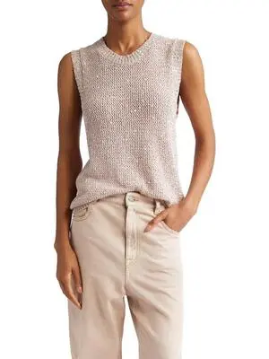 GOLDEN GOOSE Sequin Mesh Knit Tank - Shadow Gray