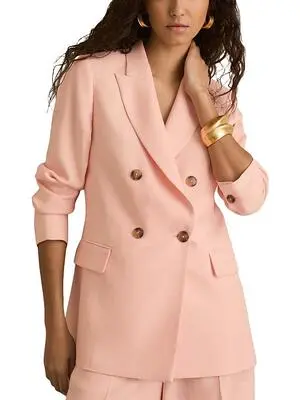 REISS Magda Double Breasted Suit Jacket - Pink