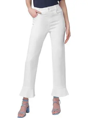 Hue High-rise Ruffle Hem Skimmer Jeans - White