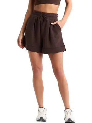 Zella High-waist Knit Shorts - Brown Mole