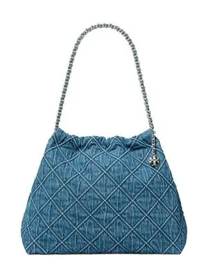 Tory Burch Fleming Soft Quilted Hobo Bag - Denim