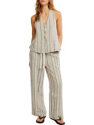 Free People Take Me To Paris Stripe Halter Vest & Pants Set - Rocky Stripe