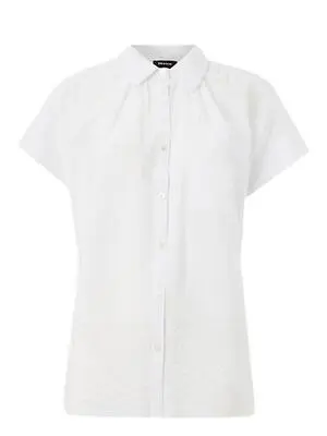 Whistles Nicola Button-through Short-sleeve Woven Shirt - White