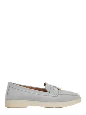 DUNE Charm-detail Suede Loafers - Grey Suede