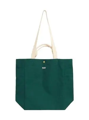 HAY Logo-print Cotton Tote Bag - Dark Green