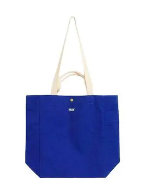 HAY Logo-print Cotton Tote Bag - Electric Blue