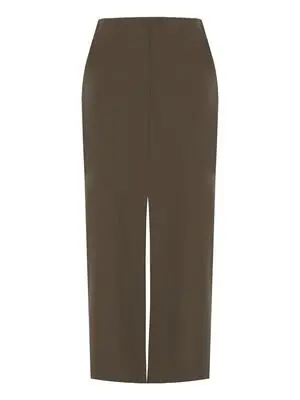 Harris Wharf London Techno Viscose Midi Skirt - Brown
