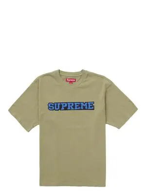 Supreme Satin Appliqué Short Sleeve Top Light Olive