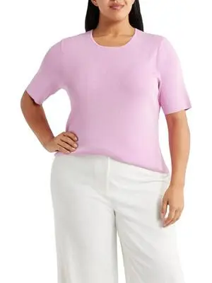 TAHARI ASL Short Sleeve Sweater - Pink Macaroon