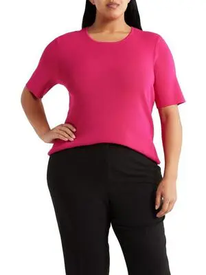 TAHARI ASL Short Sleeve Sweater - Raspberry