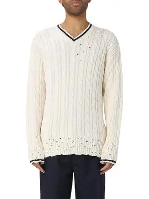 Marni Cable Knit V-neck Sweater - White