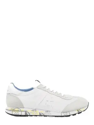 Premiata Lucy Suede And Perforated Fabric Sneakers White