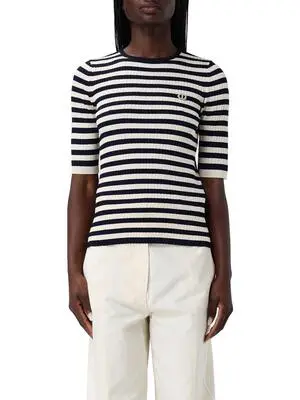 TWINSET Ribbed Striped Knit Top With Crew Neck - Blue