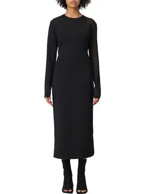 Stella McCartney Long Sleeve Sheer Panel Dress - Black