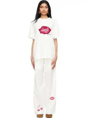 ROMY Lips Boyfriend T-shirt - White, Lips