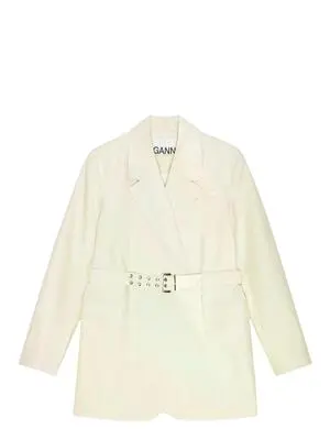 GANNI Belted Blazer - Neutrals