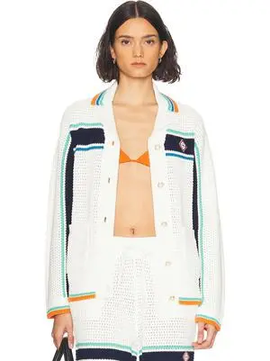 Casablanca Crochet Effect Tennis Shacket - Tennis Stripe
