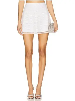 For Love & Lemons Glitter Grid Mini Skirt - White
