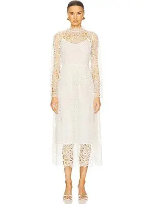 Sea Lumi Eyelet Peplum Long Sleeve Dress - Cream