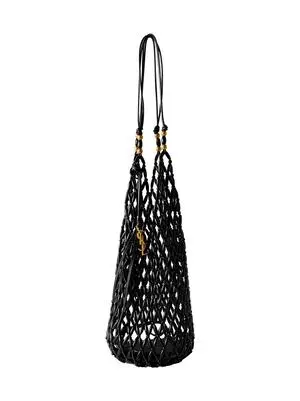 Saint Laurent Beaded Embellished Leather Tote - Black