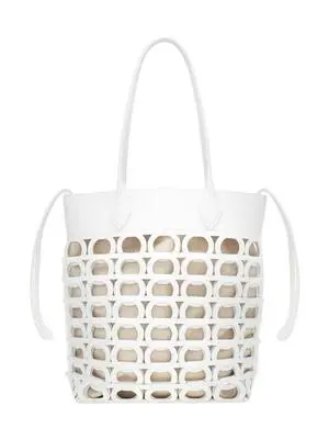 FERRAGAMO Gancini Tote Bag M - White