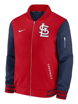Nike St. Louis Cardinals Authentic Collection Dugout Mlb Full-zip Bomber Jacket - Red