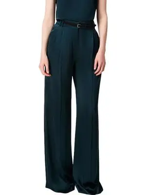 Another Tomorrow Satin Pleated Trousers - Juniper