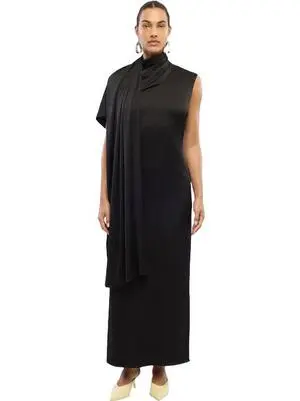 Another Tomorrow Scarf Ankle-length Dress - Black