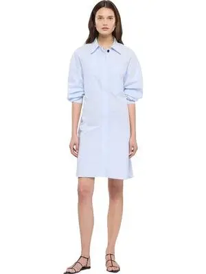 Another Tomorrow Organic Cotton Shirtdress - French Blue