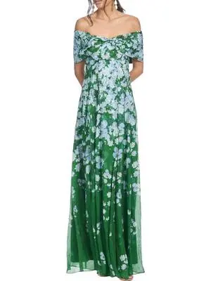 Sachin & Babi Kennedy Floral Gown - Kelly Green Degrade Florals